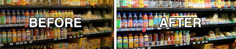 grocery store lighting - before and after images - PKK Lighting Inc.